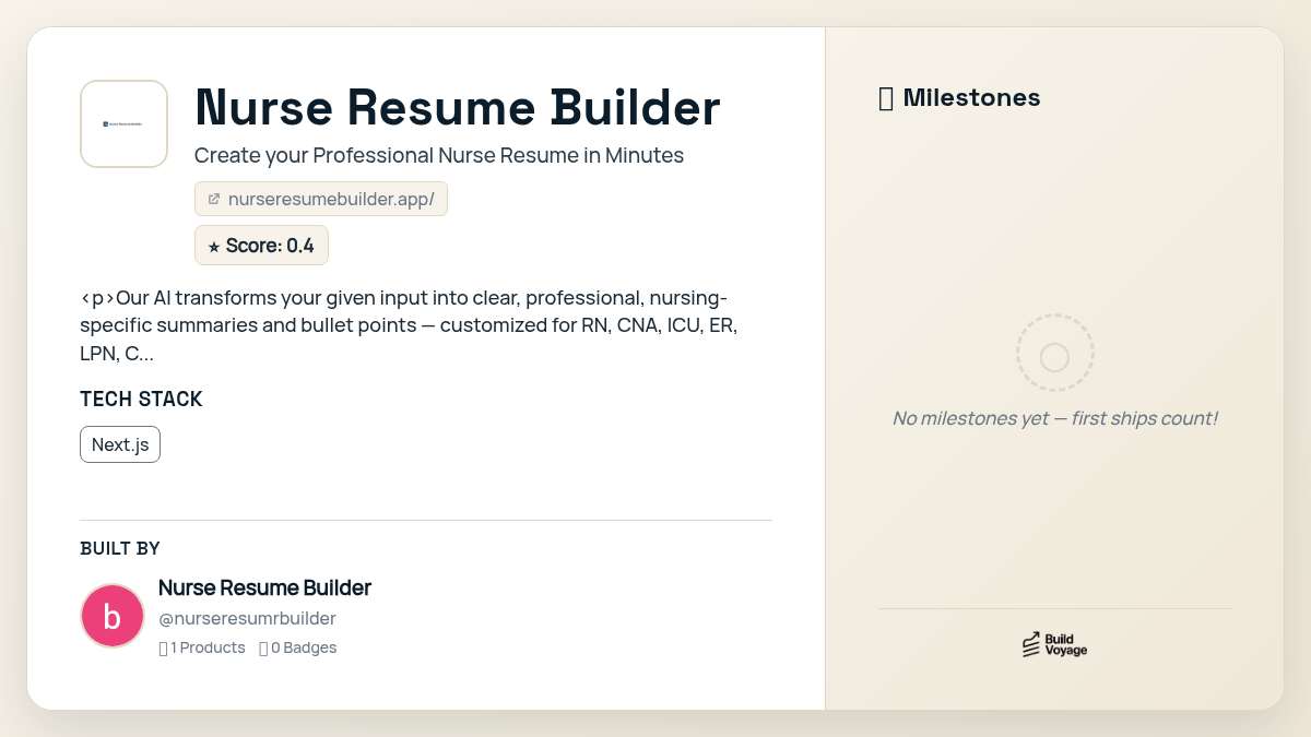 Nurse Resume Builder — BuildVoyage