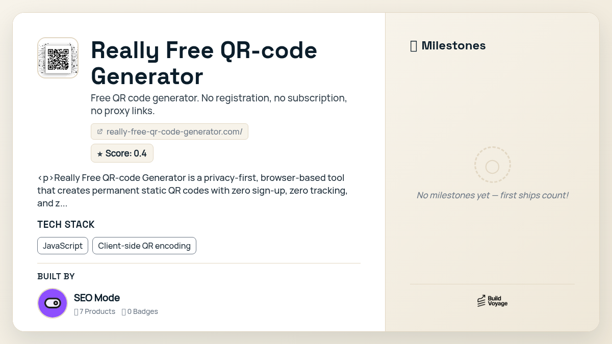 Really Free QR-code Generator — BuildVoyage