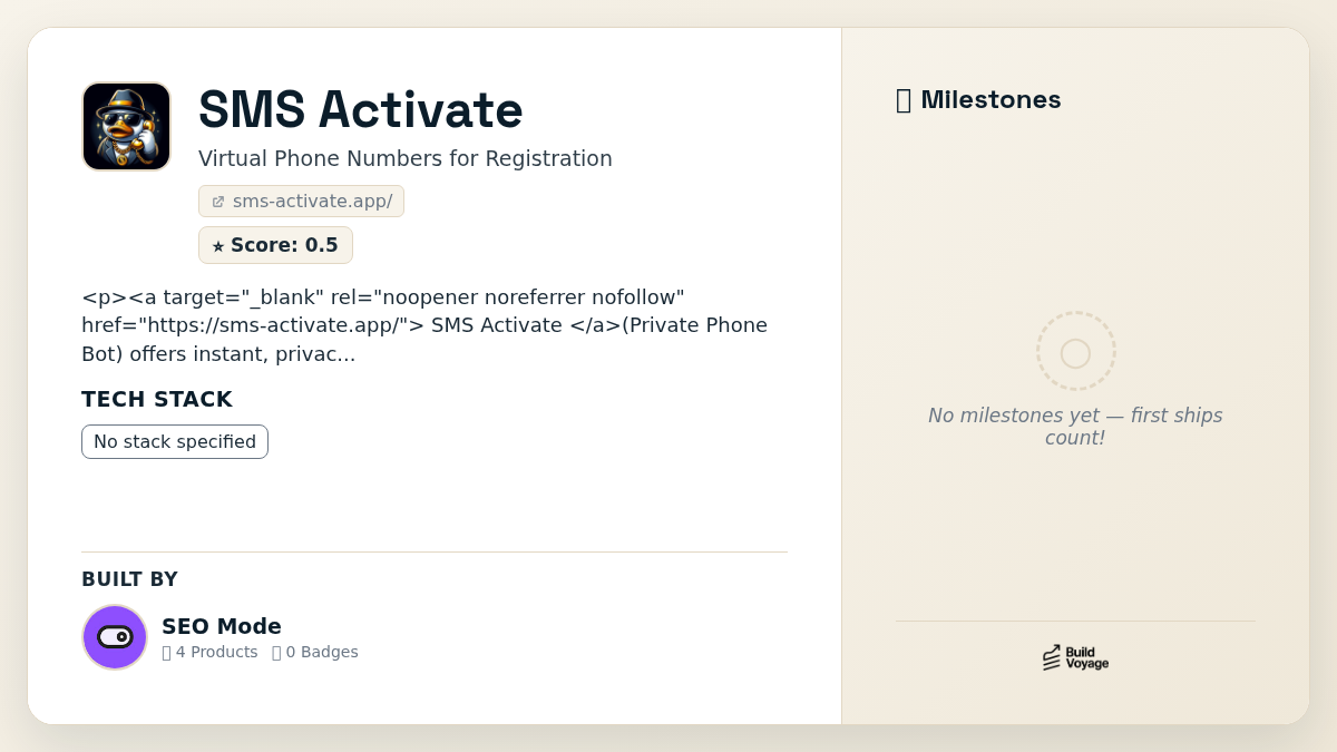 SMS Activate — BuildVoyage